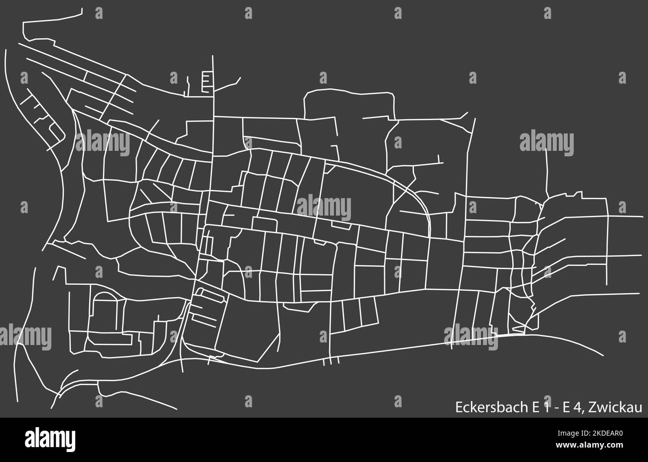 Street roads map of the ECKERSBACH E1-E4 DISTRICT, ZWICKAU Stock Vector ...