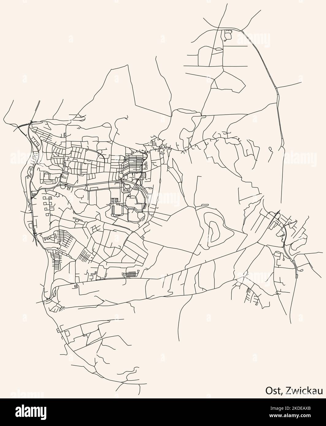Street roads map of the OST MUNICIPALITY, ZWICKAU Stock Vector Image ...