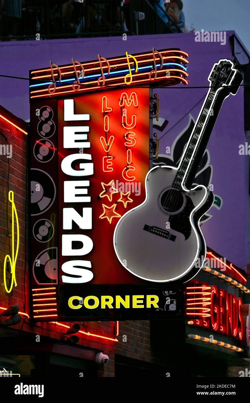 Legends Corner neon sign on Broadway, Nashville, Tennessee, United ...