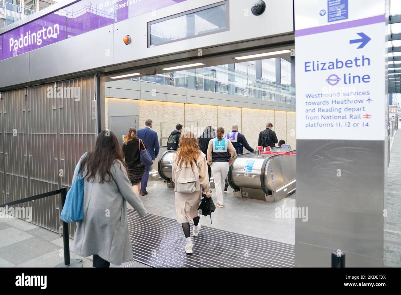 File photo dated 24/05/22 of passengers entering the Elizabeth line at ...