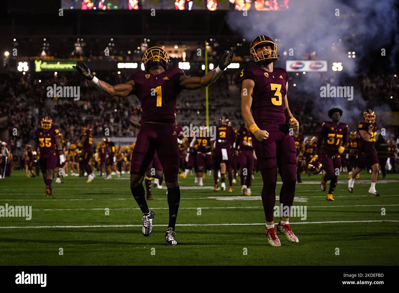 Arizona State running back X Valladay (1) and kicker Carter Brown (3 ...