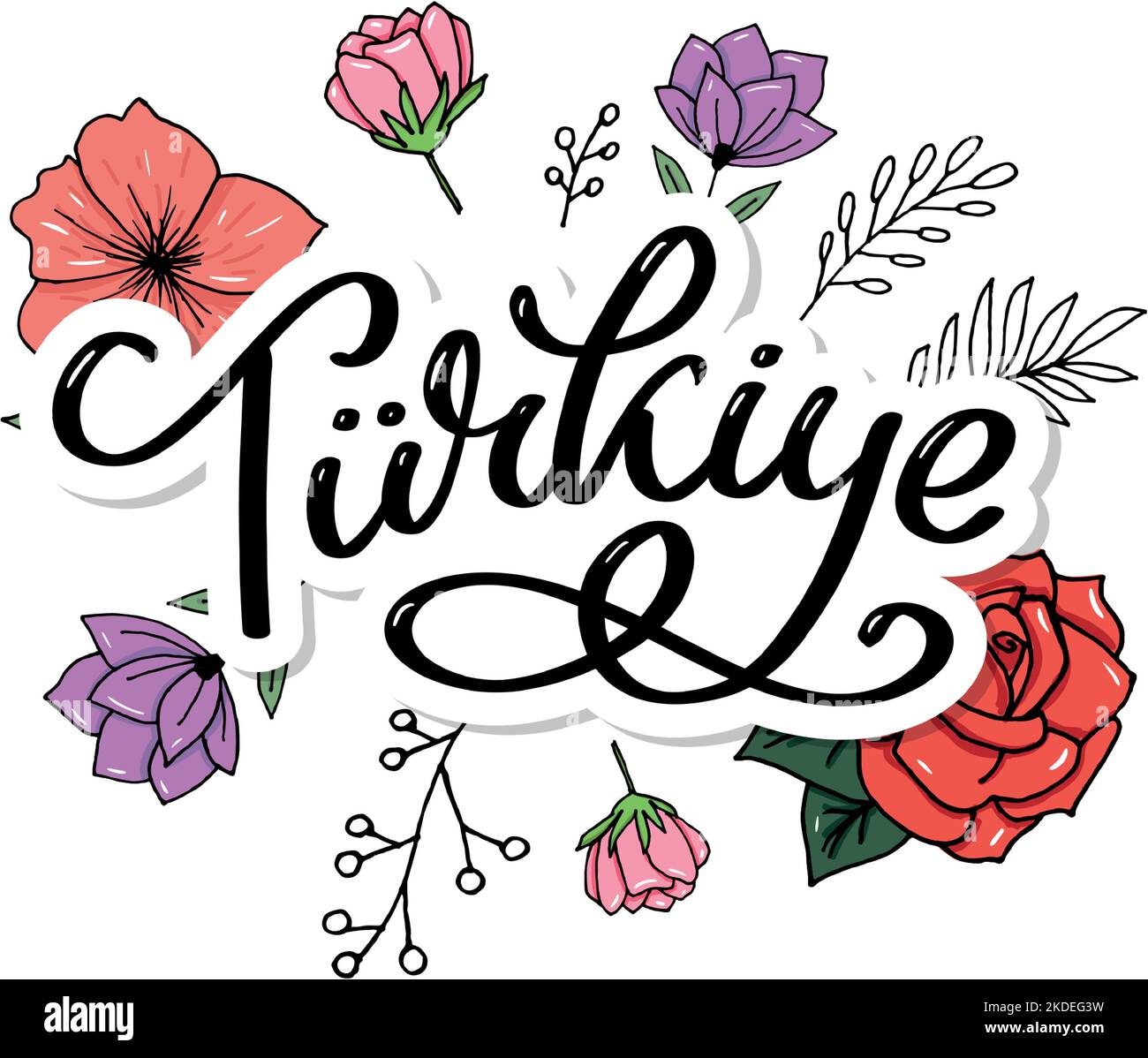 Turkey Lettering. Handwritten name of the country. Vector design ...
