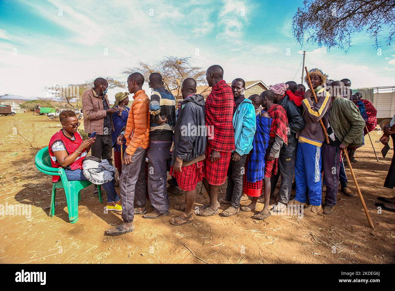 Kenyan Maasai pastoralists line-up to be registered to receive relief ...