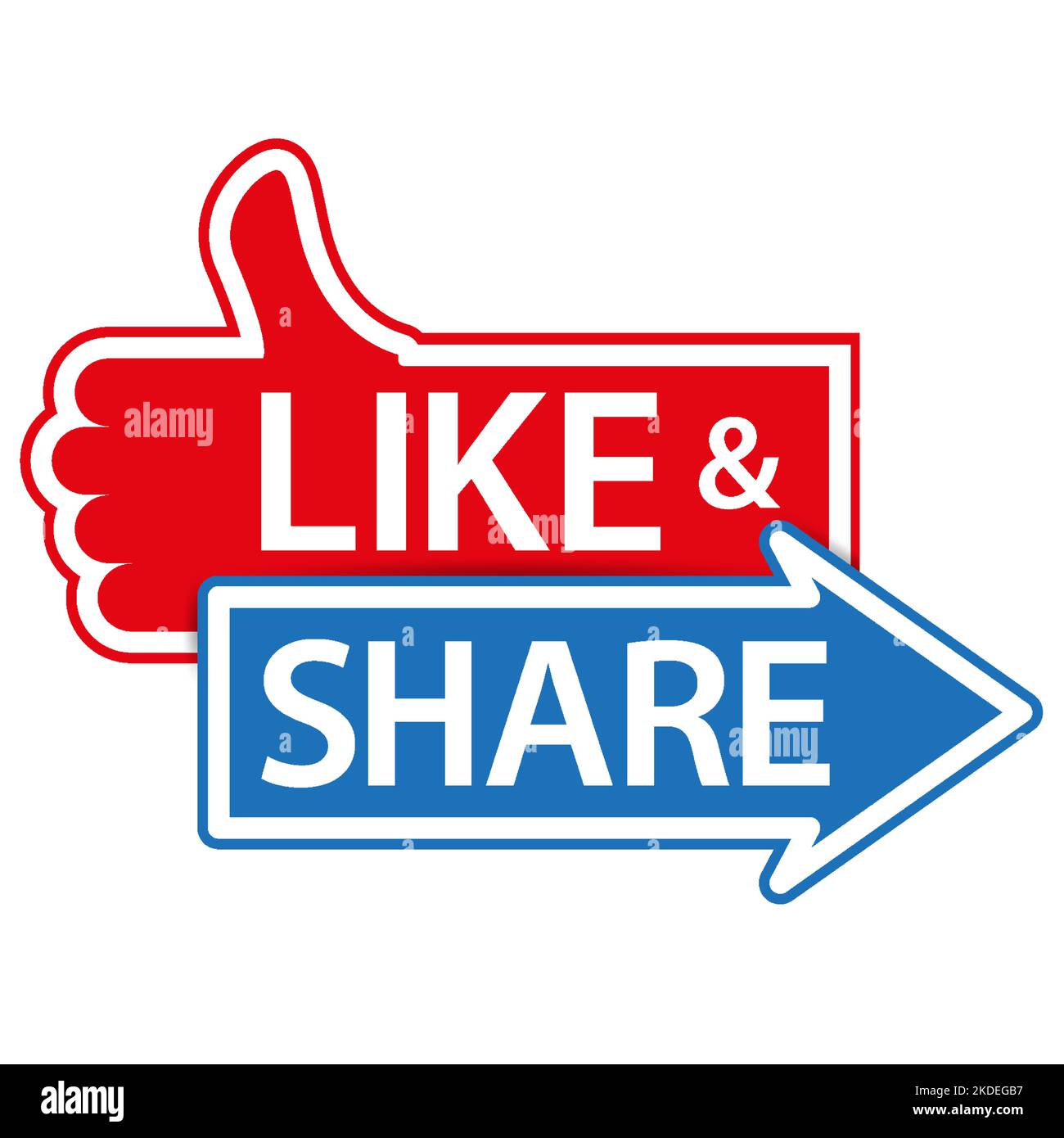 Like and share, thumbs up icon. Flat vector illustration isolated on ...