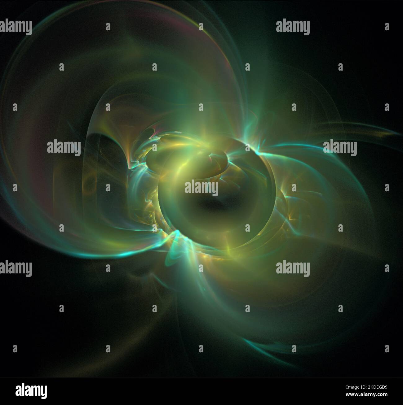 illustration of a green space planet star system, color graphics ...