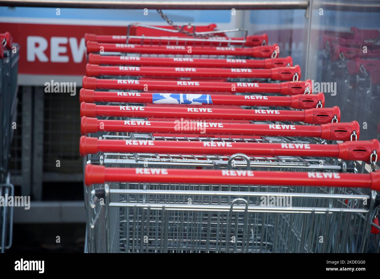Burg/Fehmran/Germany/05 November 2022/Shoppers at Rewe grocery store in ...