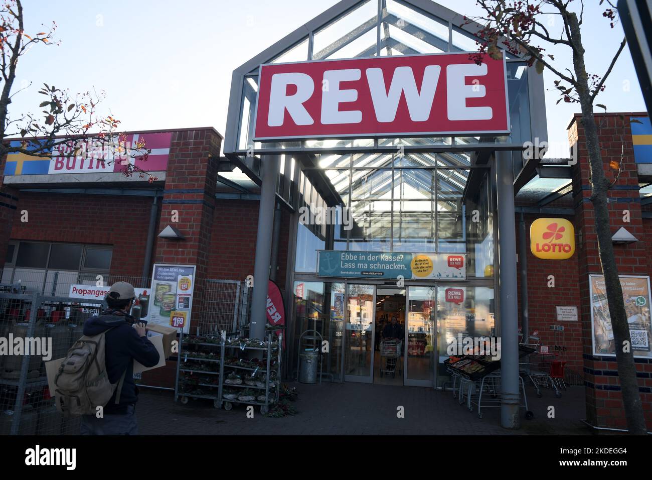 Burg/Fehmran/Germany/05 November 2022/Shoppers at Rewe grocery store in ...