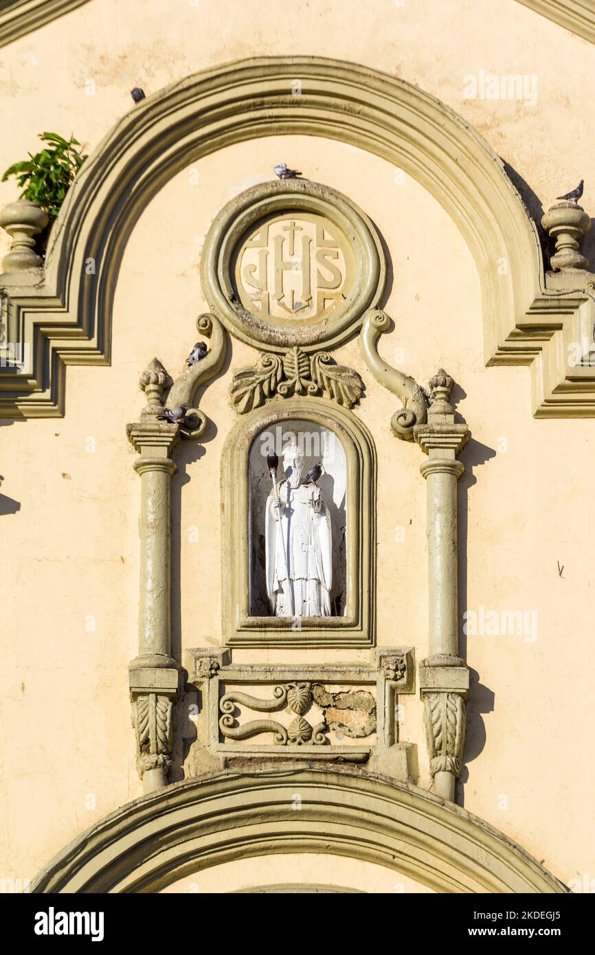 Cathedral facade detail of the metropolitan cathedral of Lipa in ...