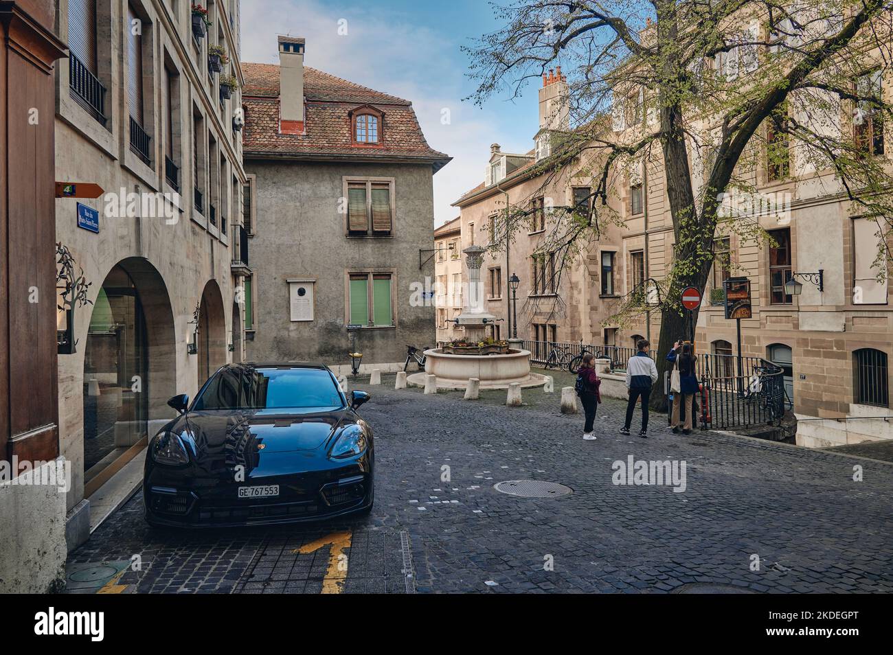 The landscape around old town area of Geneva city, Switzerland Stock ...