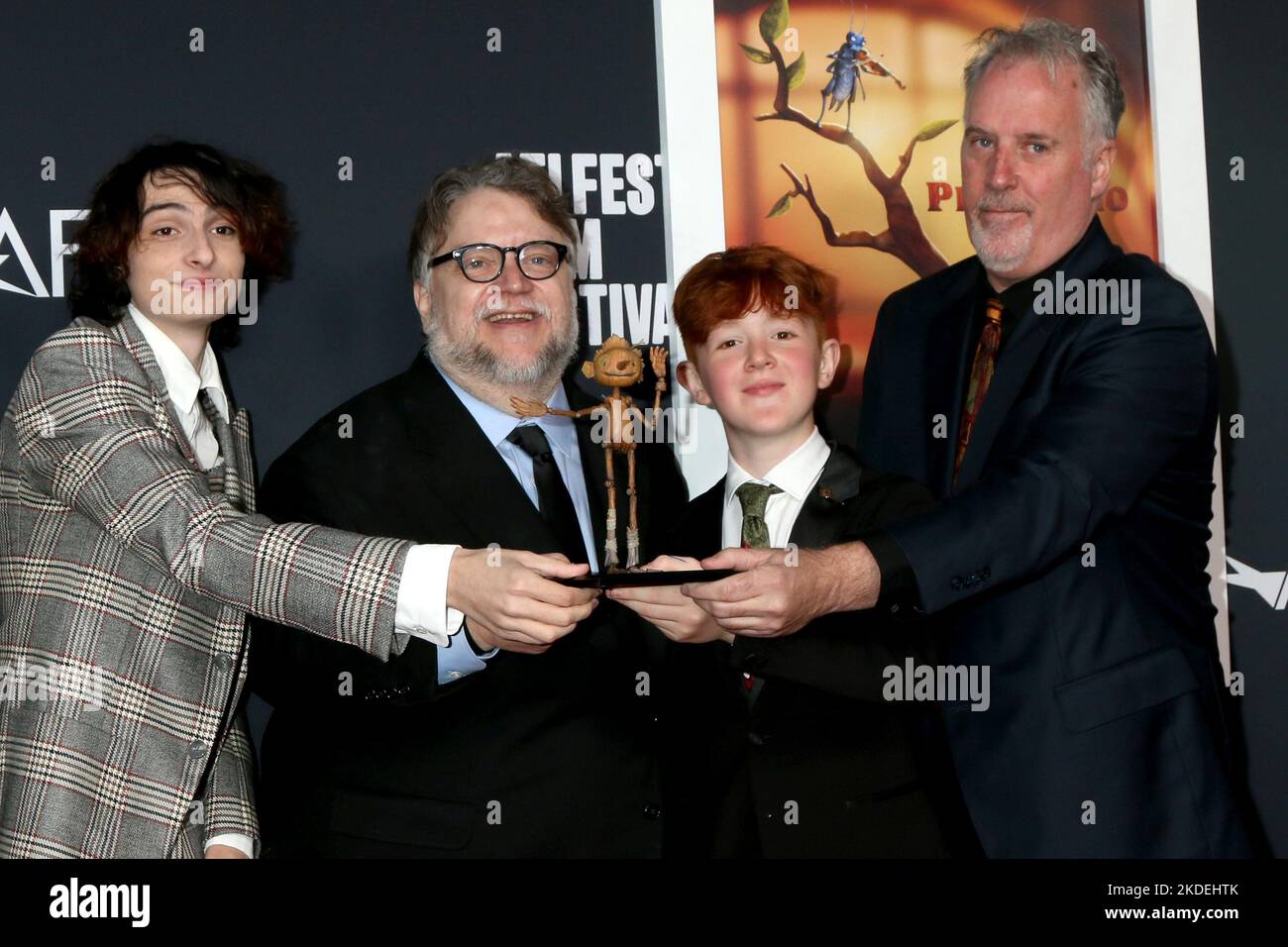 LOS ANGELES - NOV 5: Finn Wolfhard, Guillermo del Toro, Gregory Mann ...