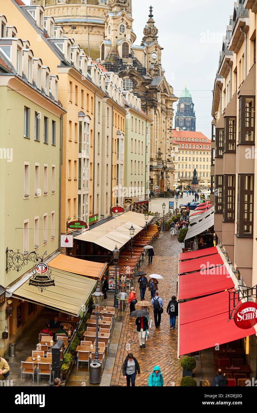 The streets around the palace with market stalls. Historic part of ...