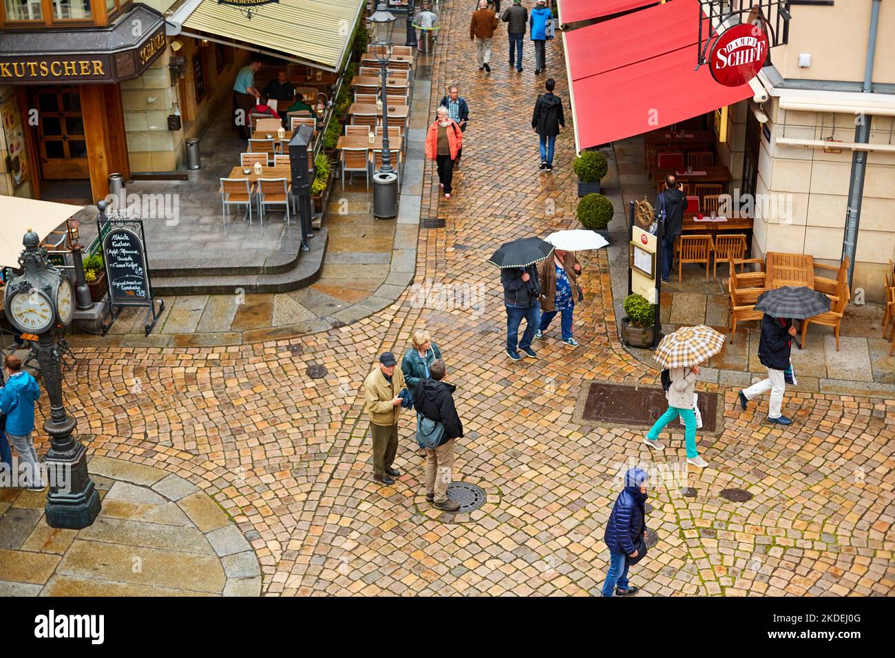 The streets around the palace with market stalls. Historic part of ...