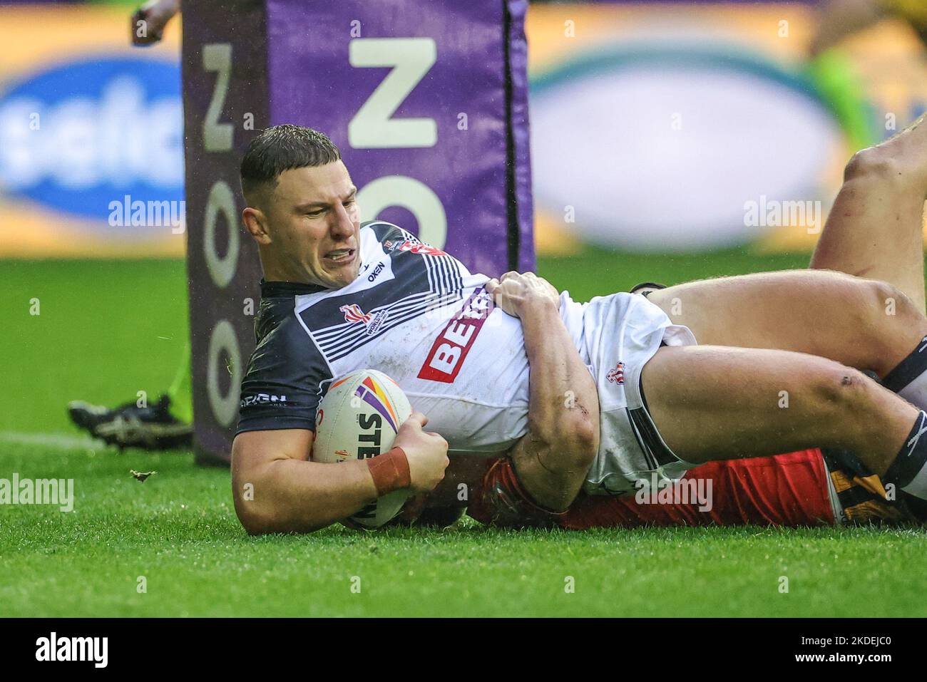 George Williams of England goes over for a try during the Rugby League ...