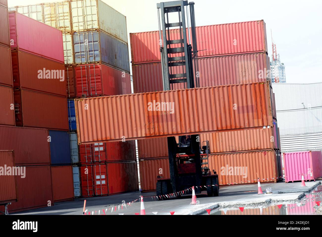 container forklift Industry and transportation perspective Stock Photo ...
