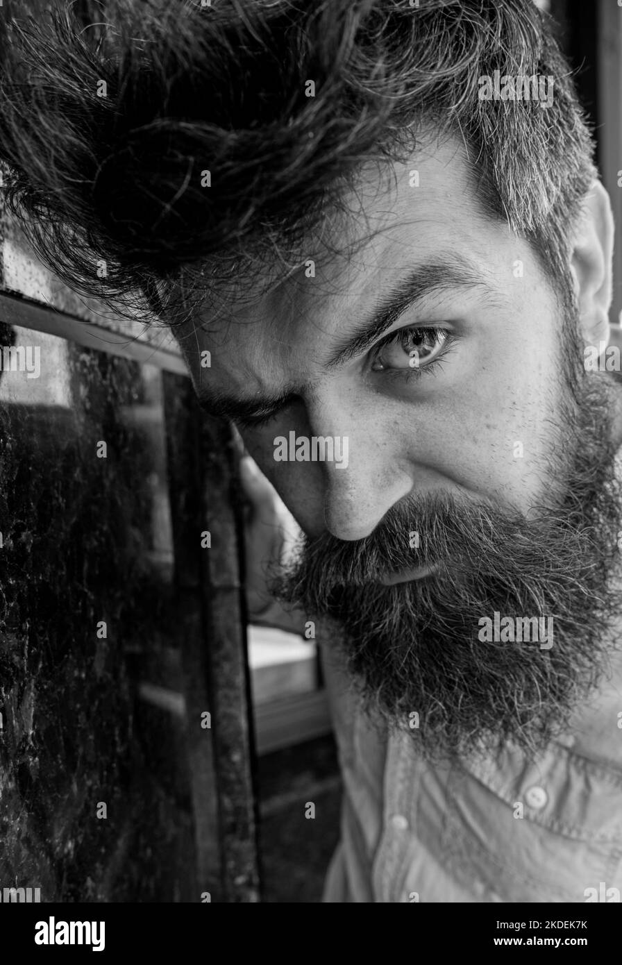 Young man thoughtful expression on Black and White Stock Photos ...