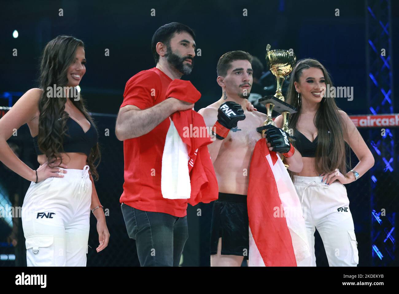 Luka Giorgadze of Georgia fights against Denis Hadzhiev of Bulgaria ...