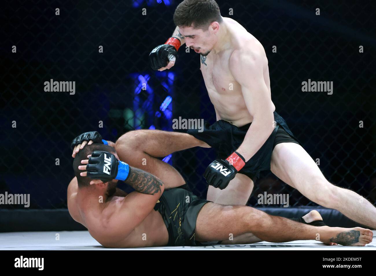 Luka Giorgadze of Georgia fights against Denis Hadzhiev of Bulgaria ...