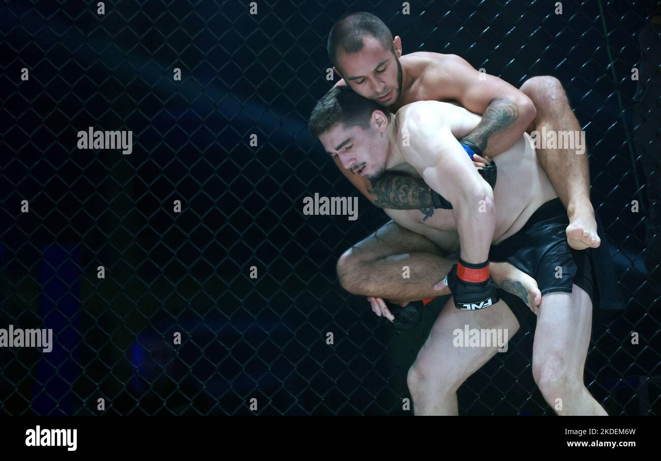 Luka Giorgadze of Georgia fights against Denis Hadzhiev of Bulgaria ...
