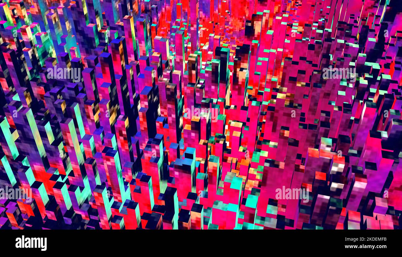 3d render, abstract colorful background, bright neon rays and glowing ...