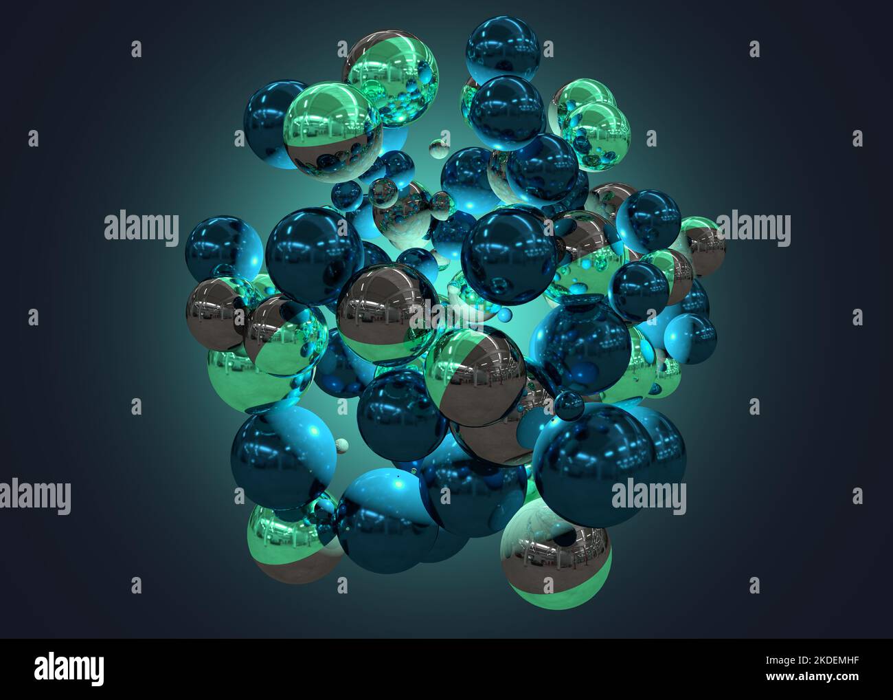 Abstract background with dynamic 3d spheres floating in space, pink and ...