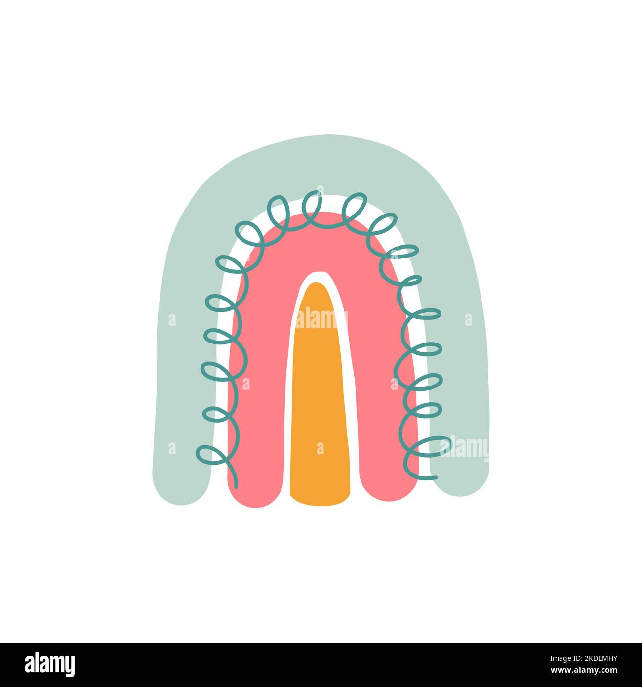 Pastel boho rainbow. Cute hand drawn modern stickers for nursery ...
