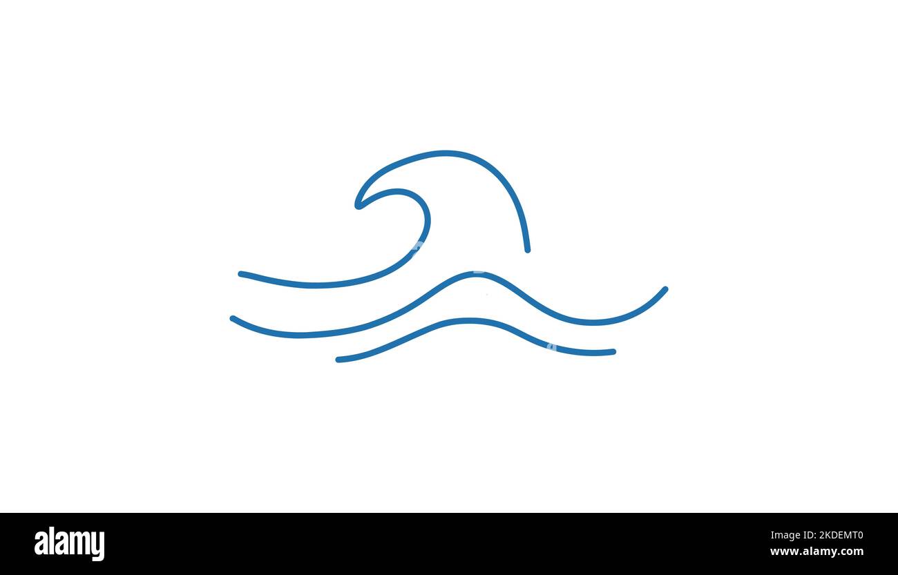 Sea wave. Doodle ocean curl waves. Vector marine outline sketch Stock ...