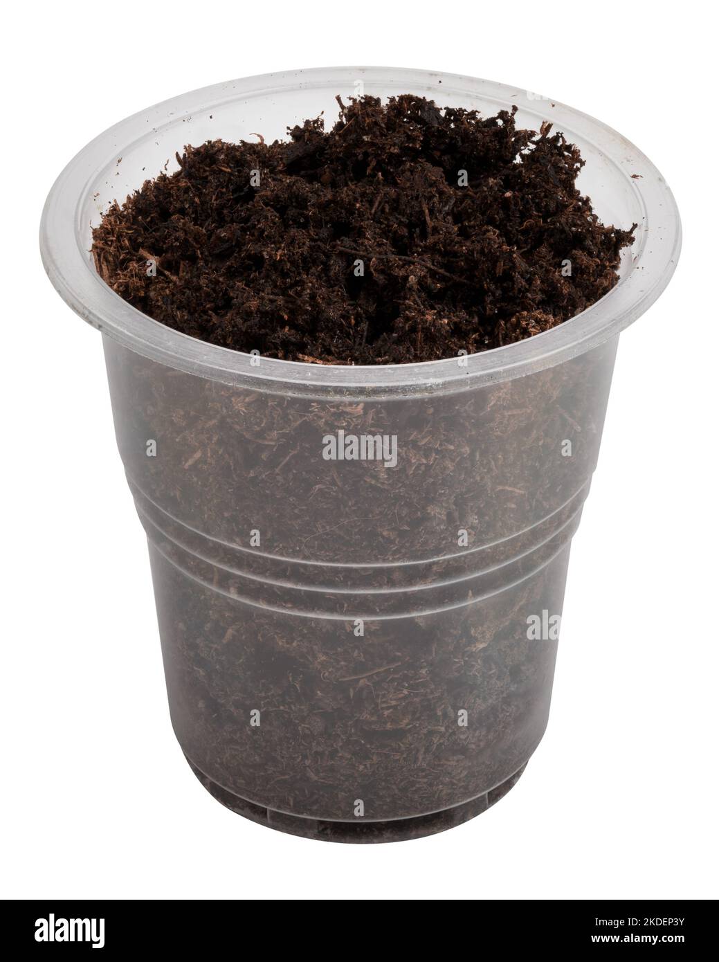 pot with soil, isolated on white background, clipping path, full depth ...