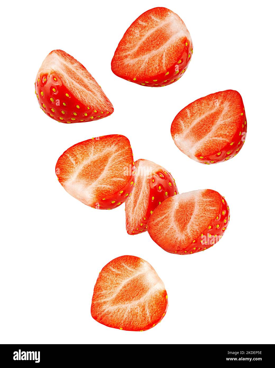 Falling strawberry isolated on white background, clipping path, full ...