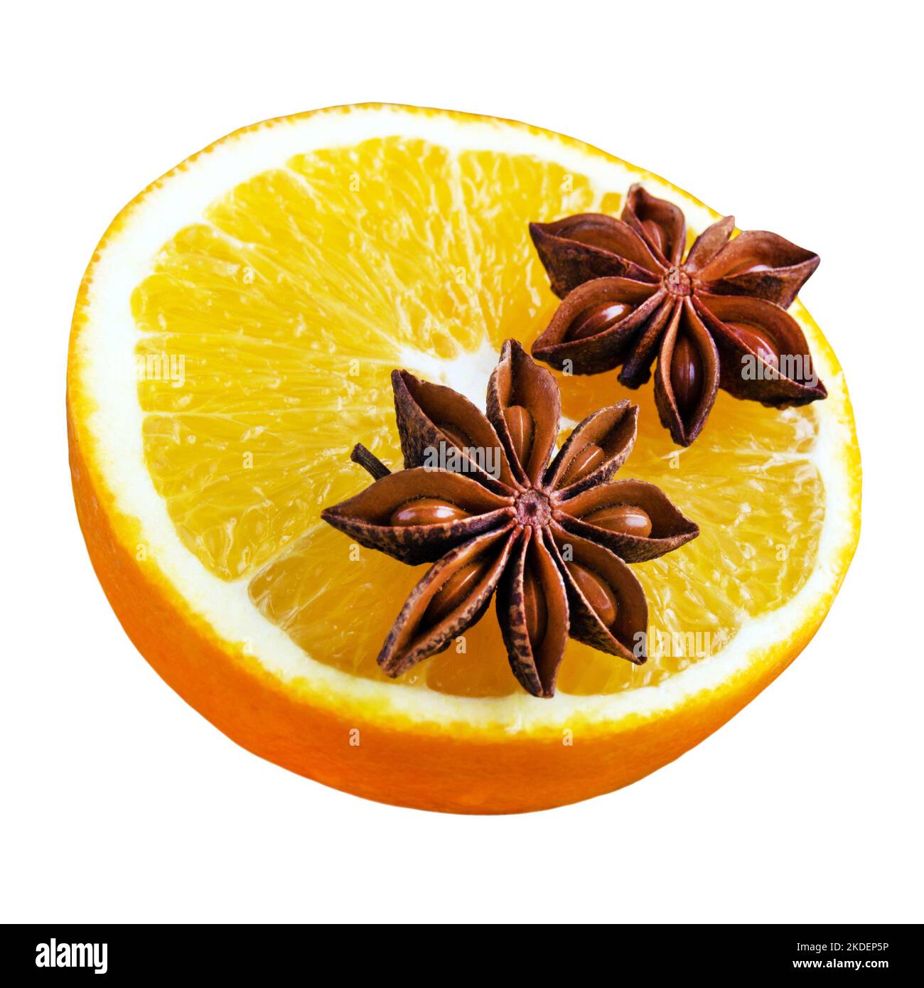 Orange and anise isolated on white background Stock Photo - Alamy