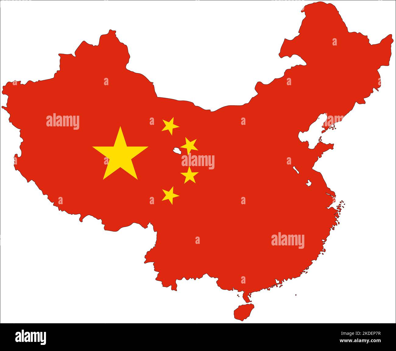 Map of China filled with official flag colors Stock Photo - Alamy