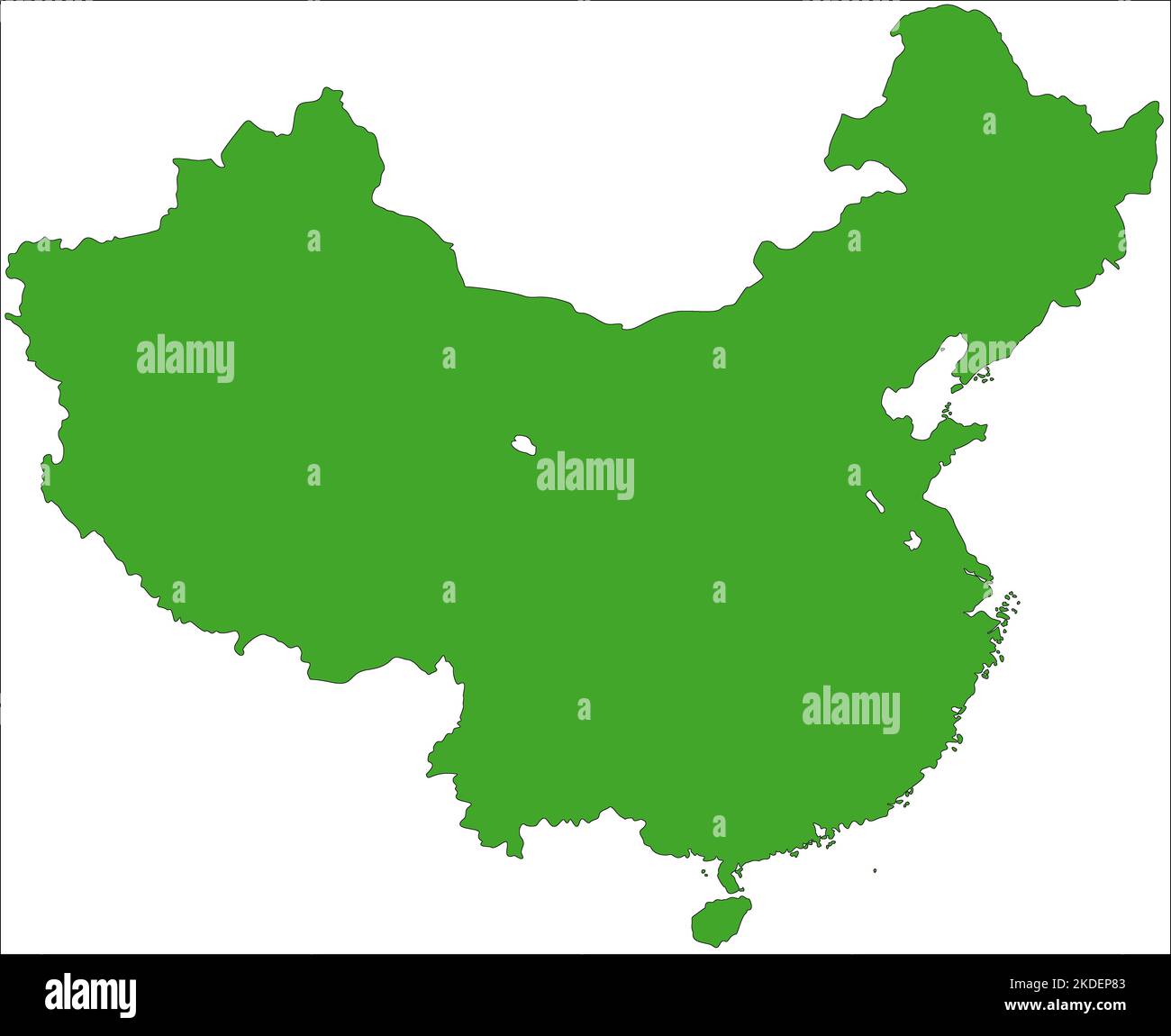 Map of China filled with green color Stock Photo - Alamy