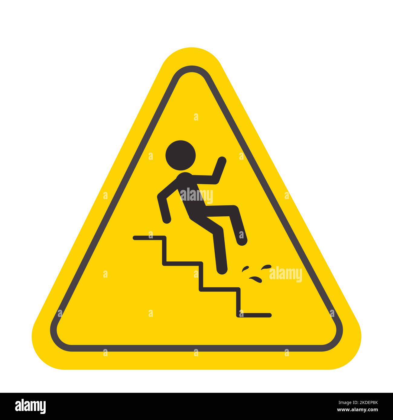 Caution stairway sign in yellow triangle, warning symbol, icon. Vector ... Caution stairway sign in yellow triangle, warning symbol, icon. Vector ...