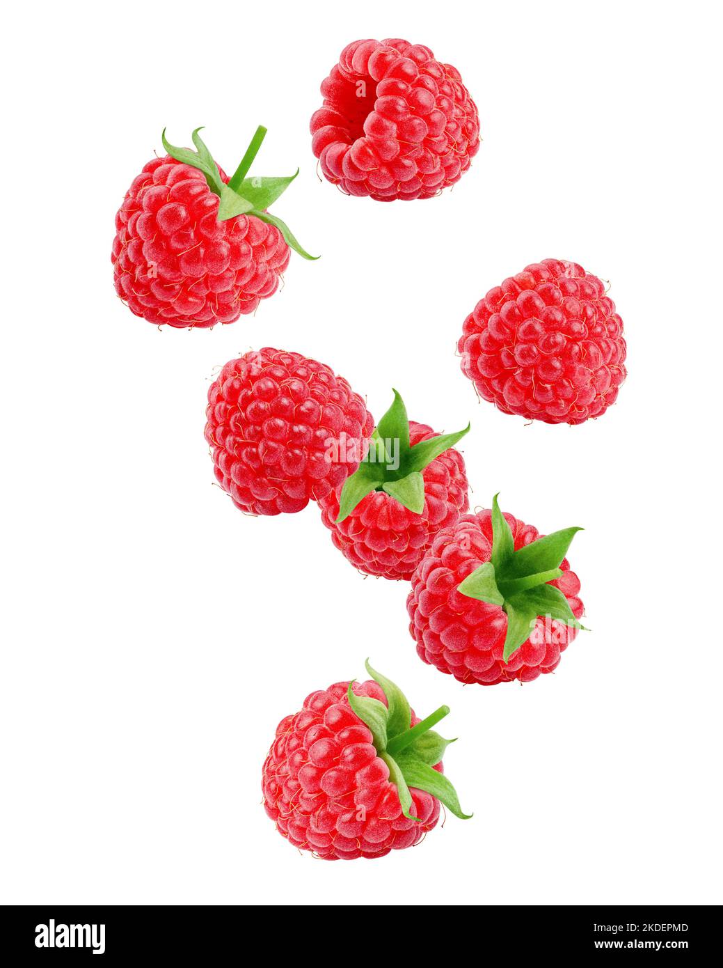 Falling Raspberry isolated on white background, clipping path, full ...