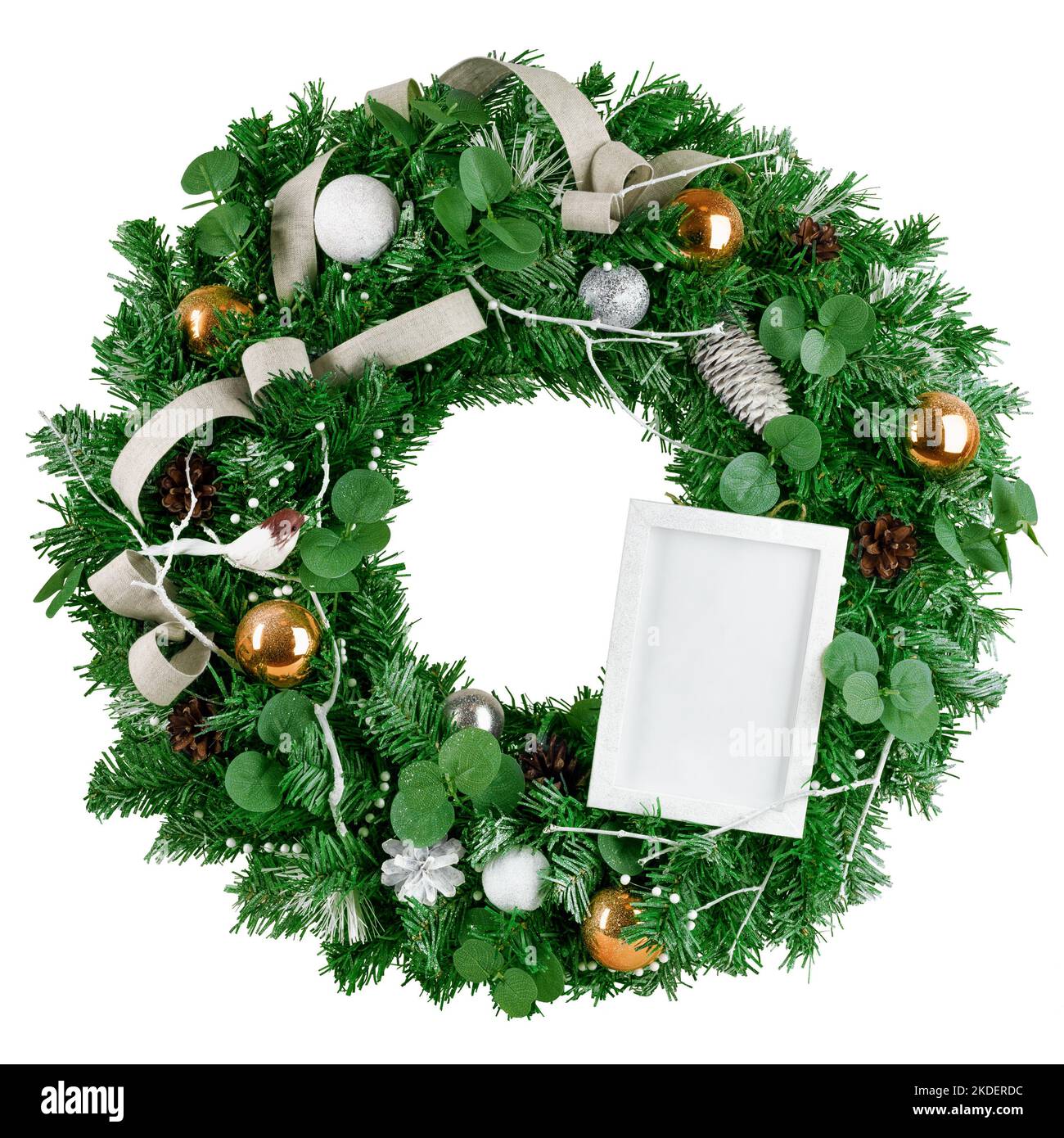 christmas wreath, isolated on white background, clipping path Stock ...
