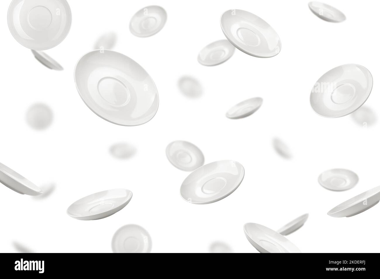 Falling Empty plate, isolated on white background, selective focus ...