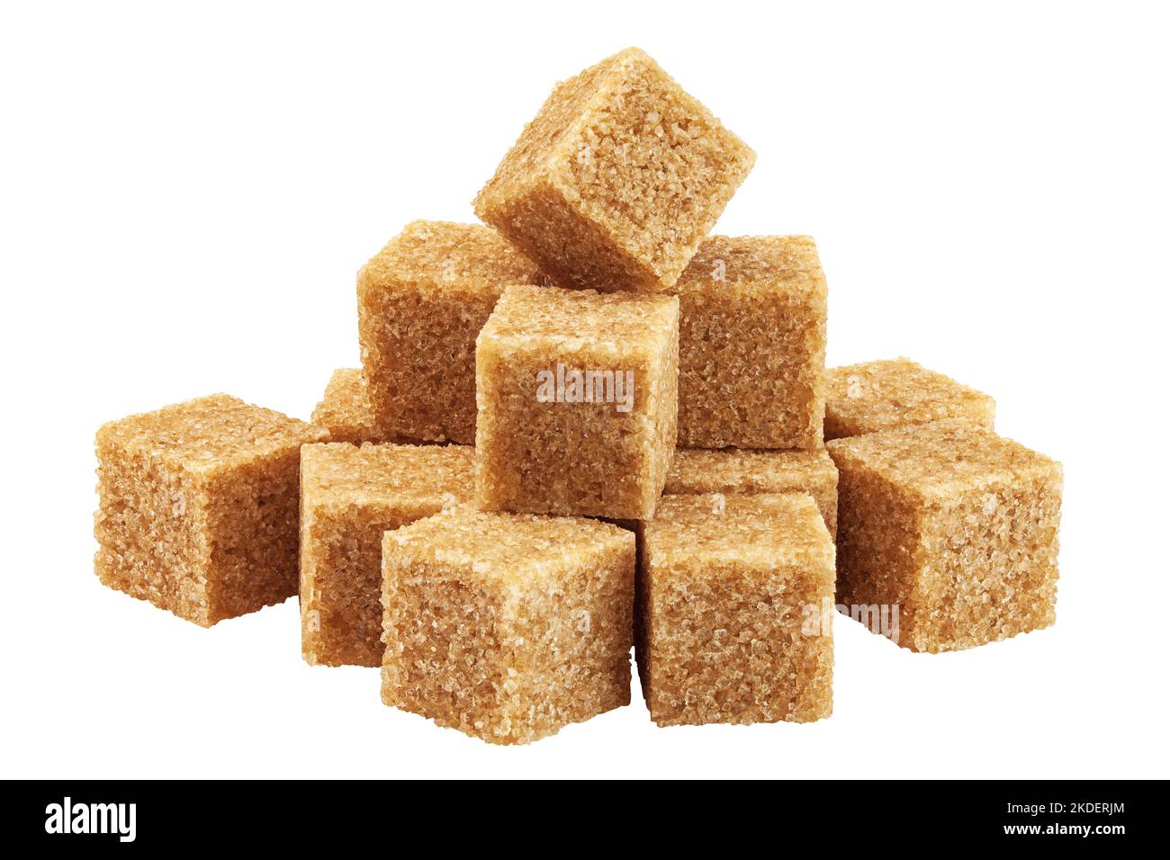 Brown cane sugar cubes isolated on white background, clipping path ...