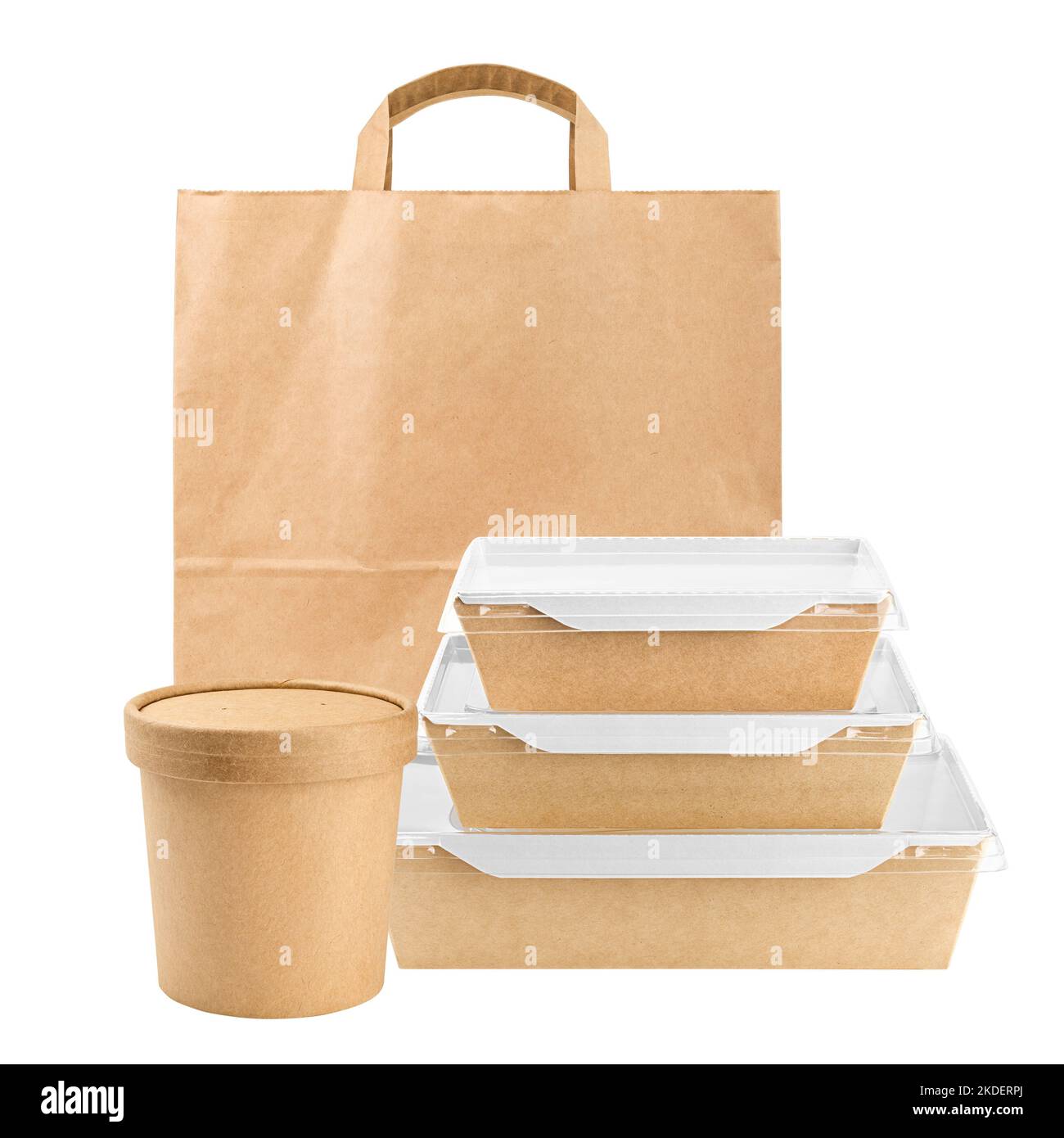 Eco paper tableware, food container, isolated on white background ...