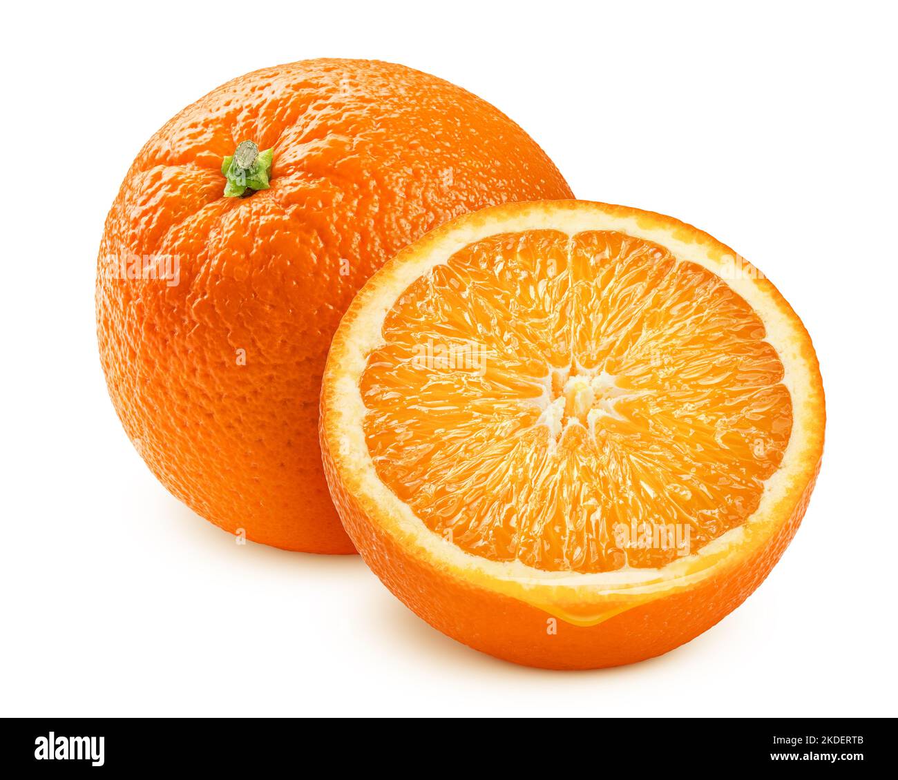 juicy orange isolated on white background, clipping path, full depth of ...