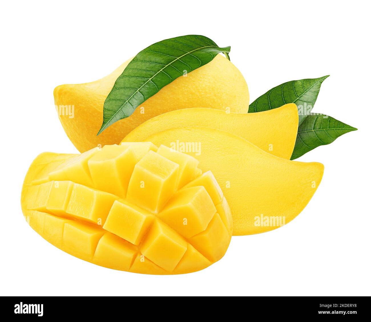 yellow mango isolated on white background, clipping path, full depth of ...