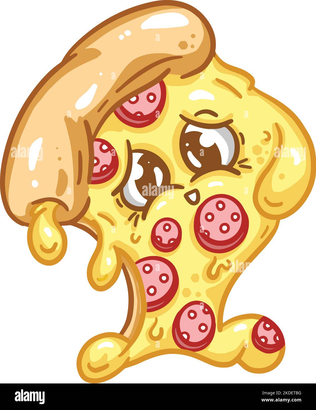 Cute Cartoon Pizza Slice Pepperoni Emoji Face Illustration for a Mascot ...