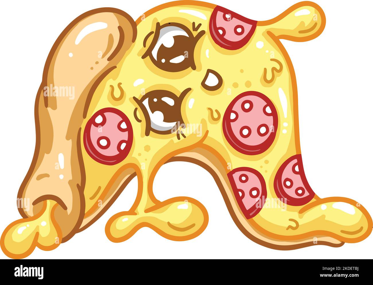 Cute Cartoon Pizza Slice Pepperoni Emoji Face Illustration for a Mascot ...