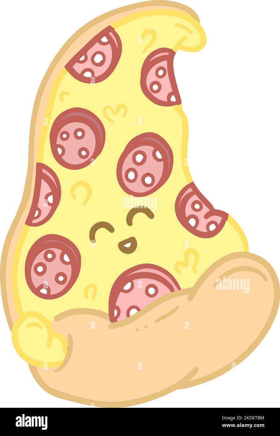 Cute Cartoon Pizza Slice Pepperoni Emoji Face Illustration for a Mascot ...