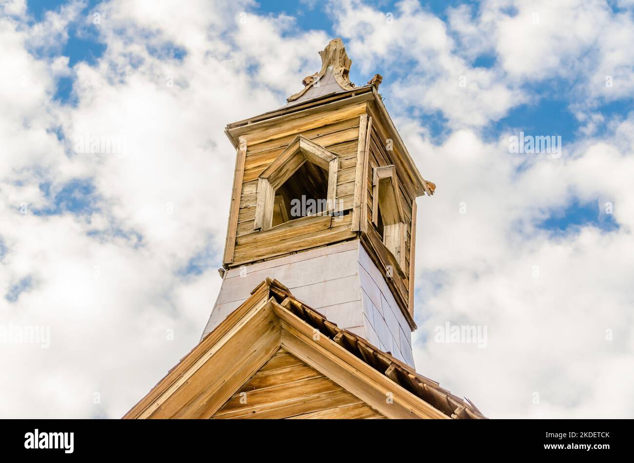 Bell tower in the gold mining ghost town of Bodie, State Historic Park ...