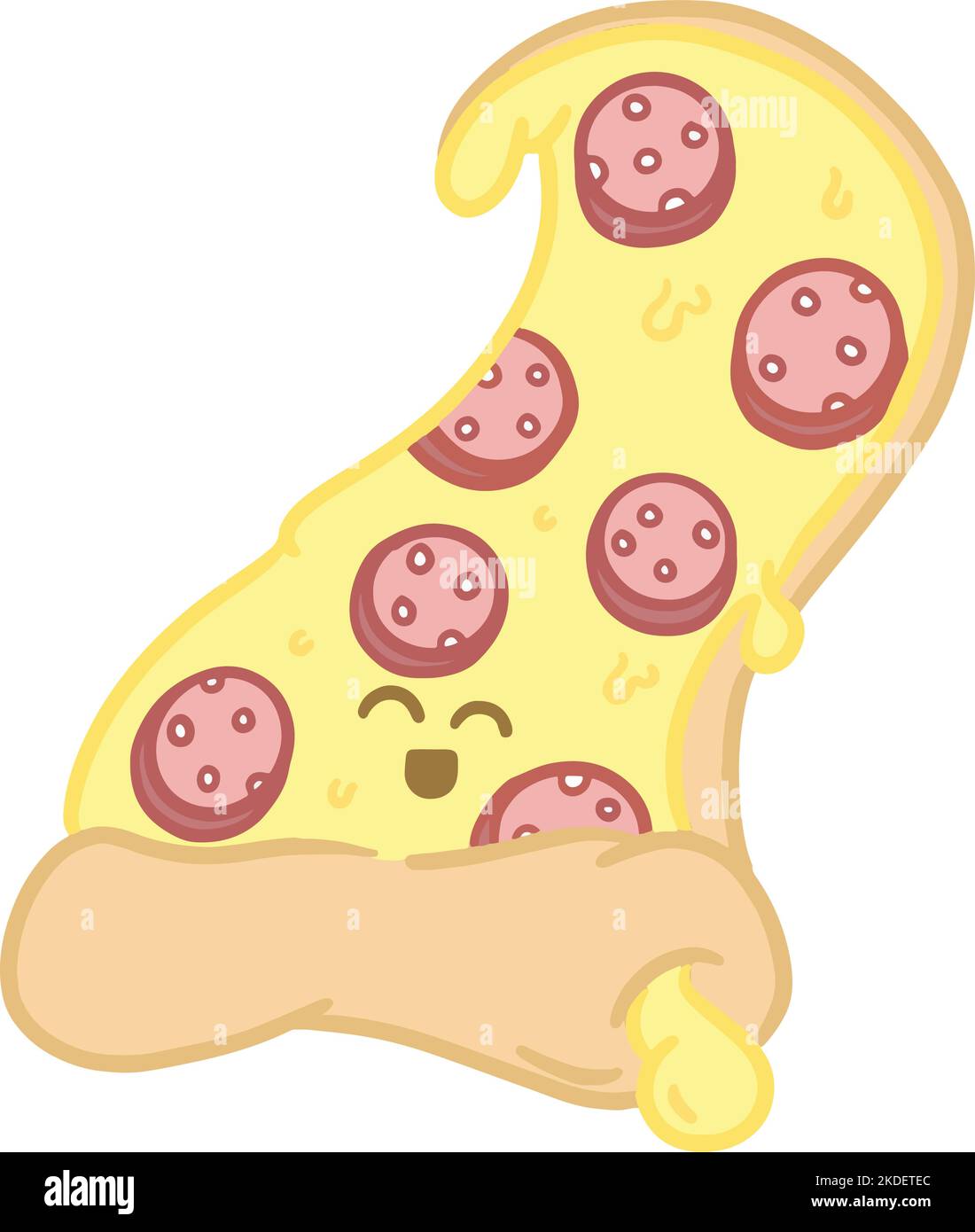 Cute Cartoon Pizza Slice Pepperoni Emoji Face Illustration for a Mascot ...
