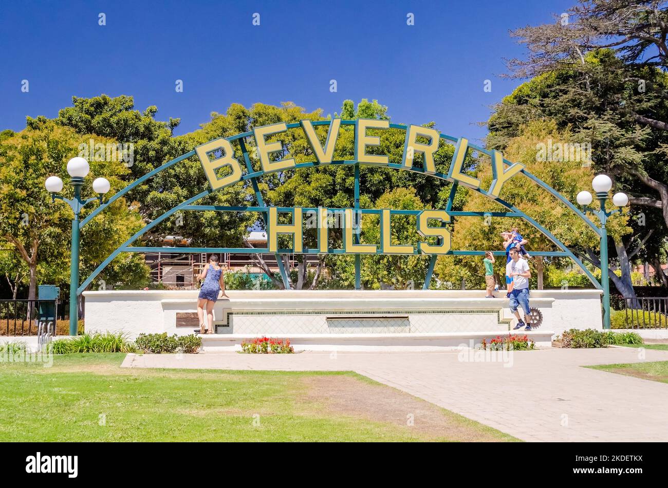 BEVERLY HILLS - AUGUST 26: Beverly Hills sign on August 26, 2012. Aka ...