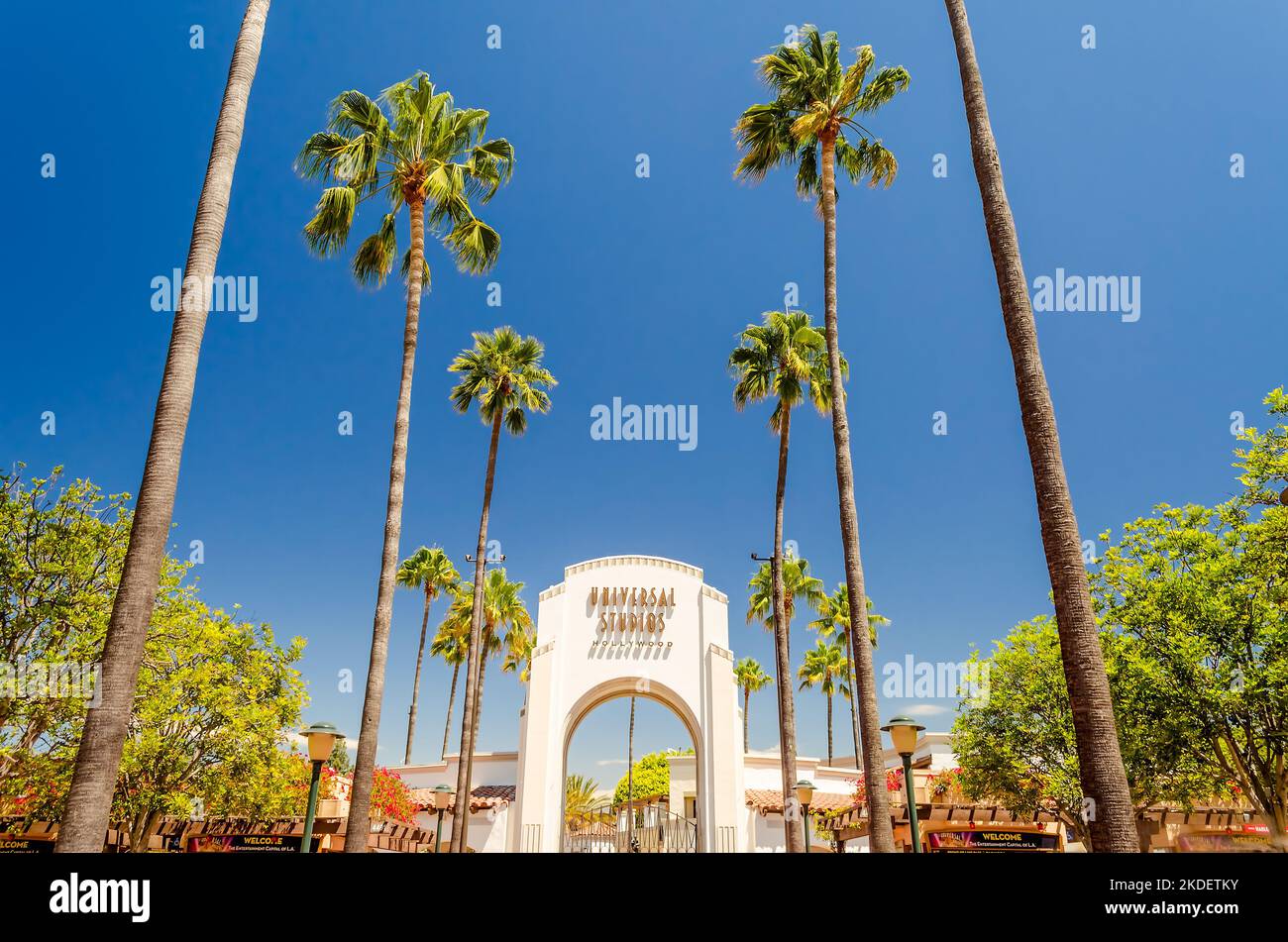 LOS ANGELES, CALIFORNIA, AUGUST 28: Main entrance of the Universal ...