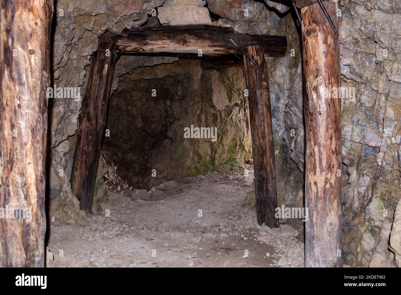 A tunnel in Mount Lagazuoi, part of a defense system in the First World ...