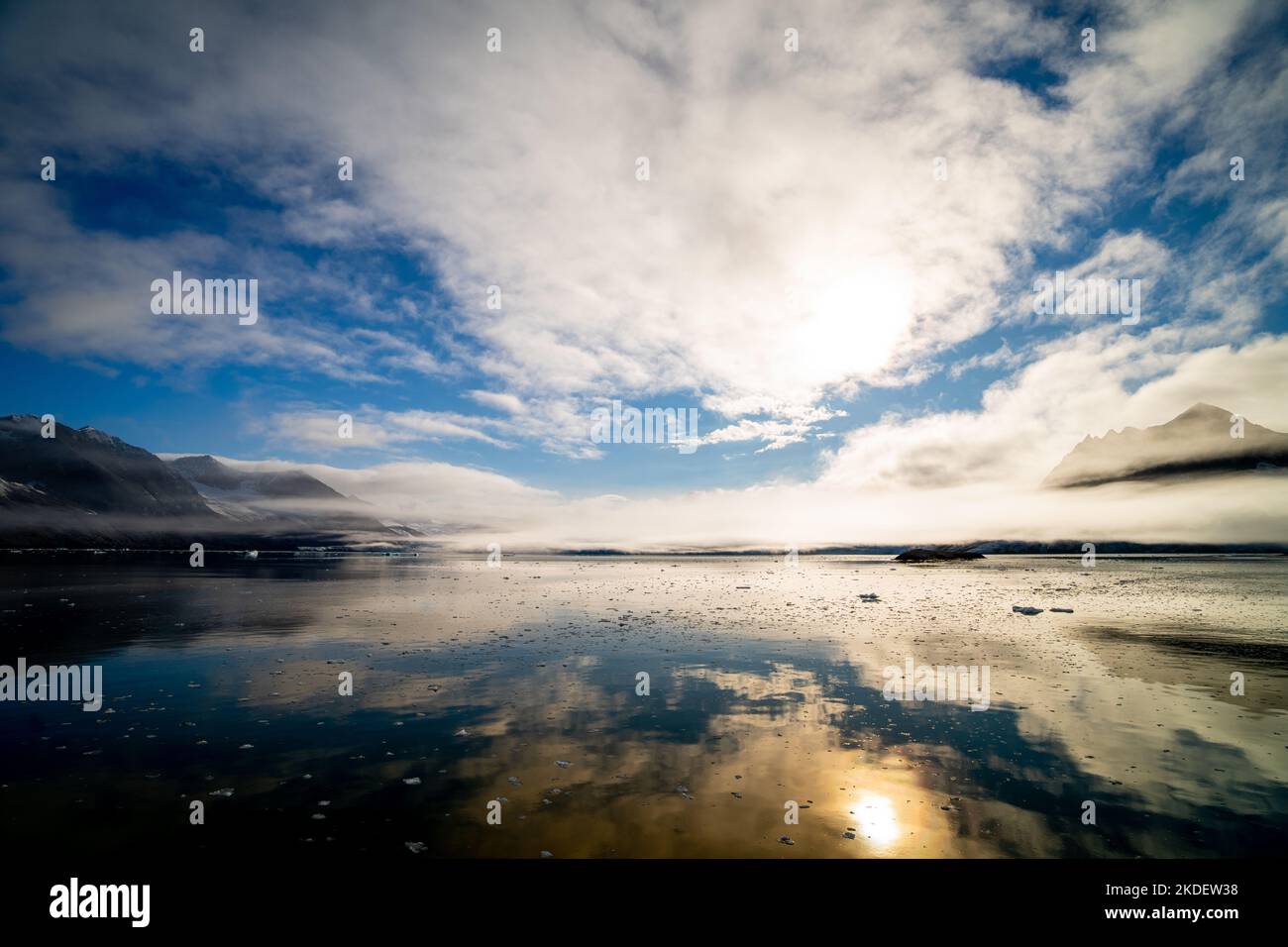 Sun setting North Sea Arctic Landscape, Longyearbyen, Svalbard, Norway ...