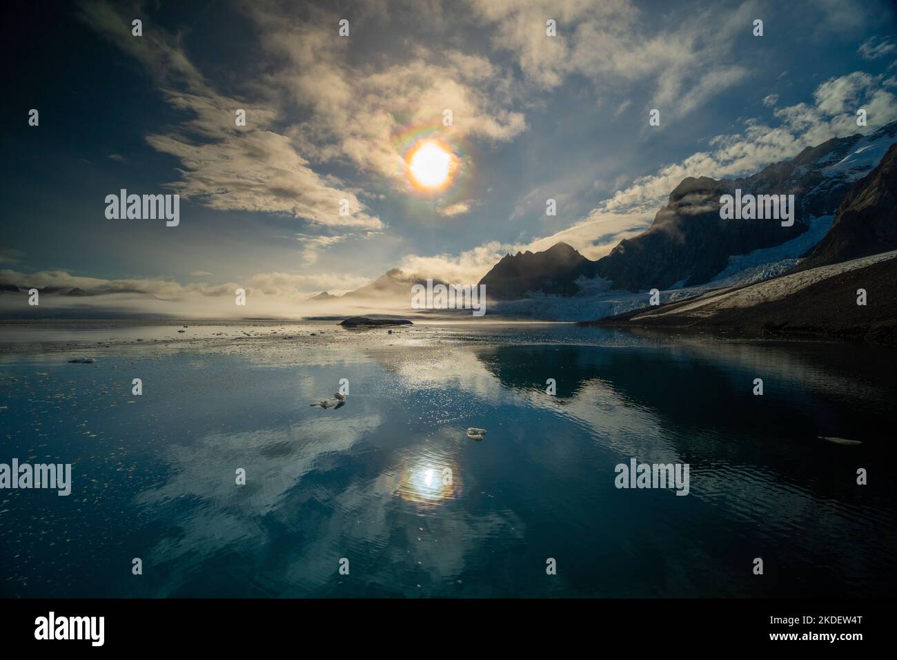 Sun setting North Sea Arctic Landscape, Longyearbyen, Svalbard, Norway ...