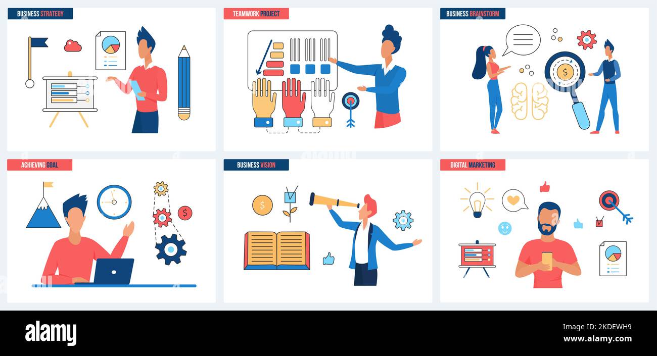 Business strategy for goal achievement, digital marketing and teamwork ...